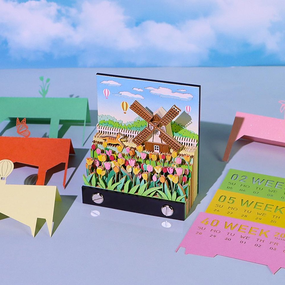 3D Desk Calendar 2025, Paper Carving Art Calendar Memo Pad, Tear-Away ...