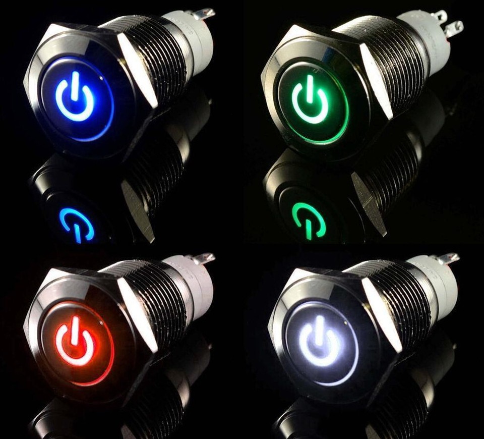 LED Latching ON/OFF Stainless Steel Push Button Panel Mount Switch LOT ...