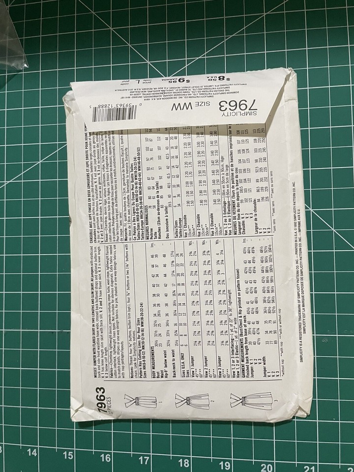 VTG Simplicity Sewing Pattern 7963 Jumper Dress Size 18-24 Retro Cute V ...