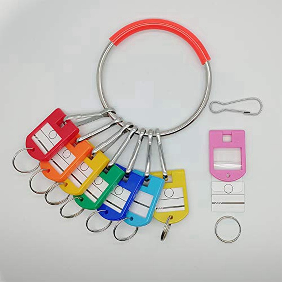 Key Organizer with 16 Spring Hooks & Key Tags with and Label Window ...