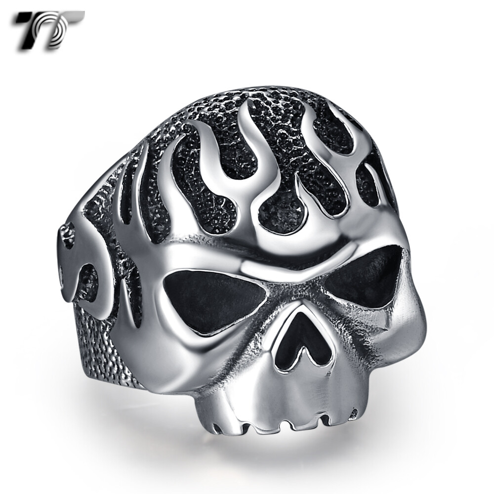 High Quality TT 316L Stainless Steel Fire Skull Ring Size 7-15 (RZ47 ...
