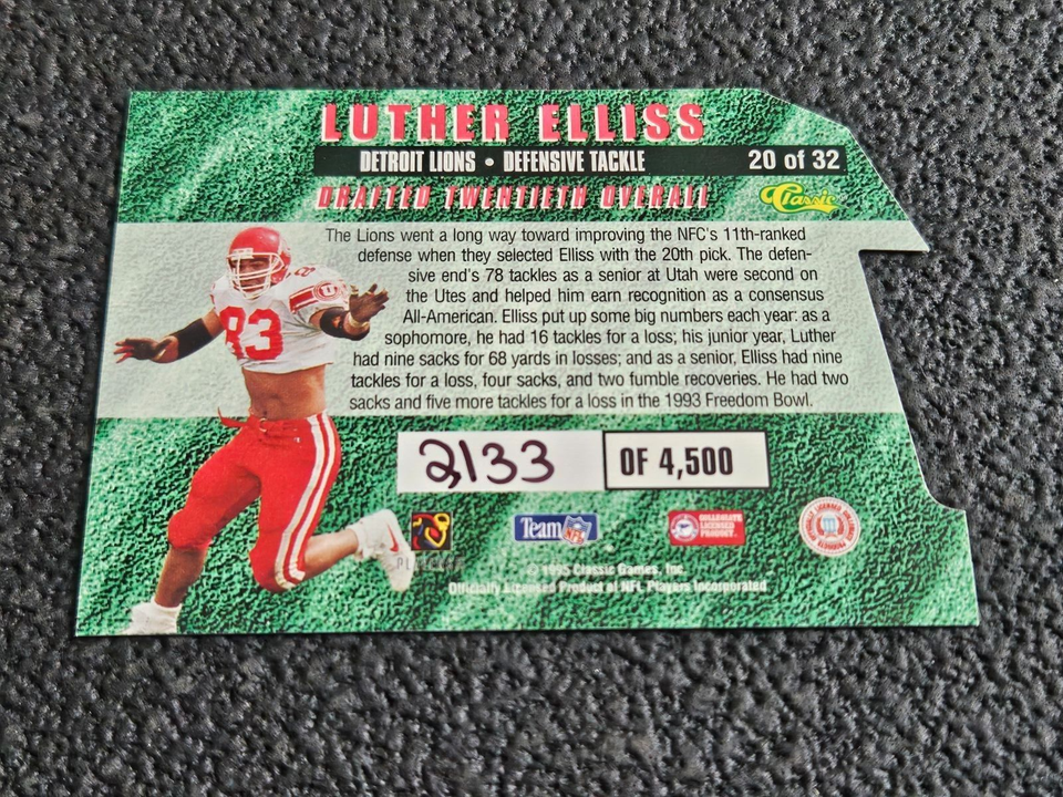 1995 Classic NFL Draft 1st Round Picks Sample /4500 Luther Elliss #20 ...