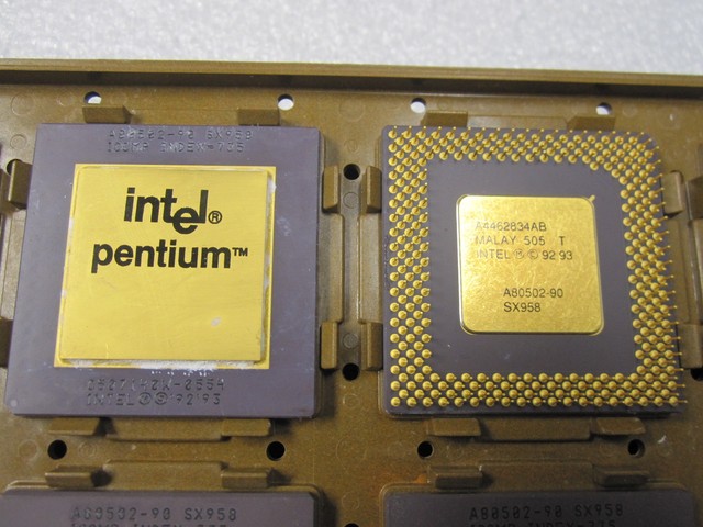 Intel Pentium 90mhz A80502-90 Socket 5 Gold Cap Ceramic Processor SX958 ...