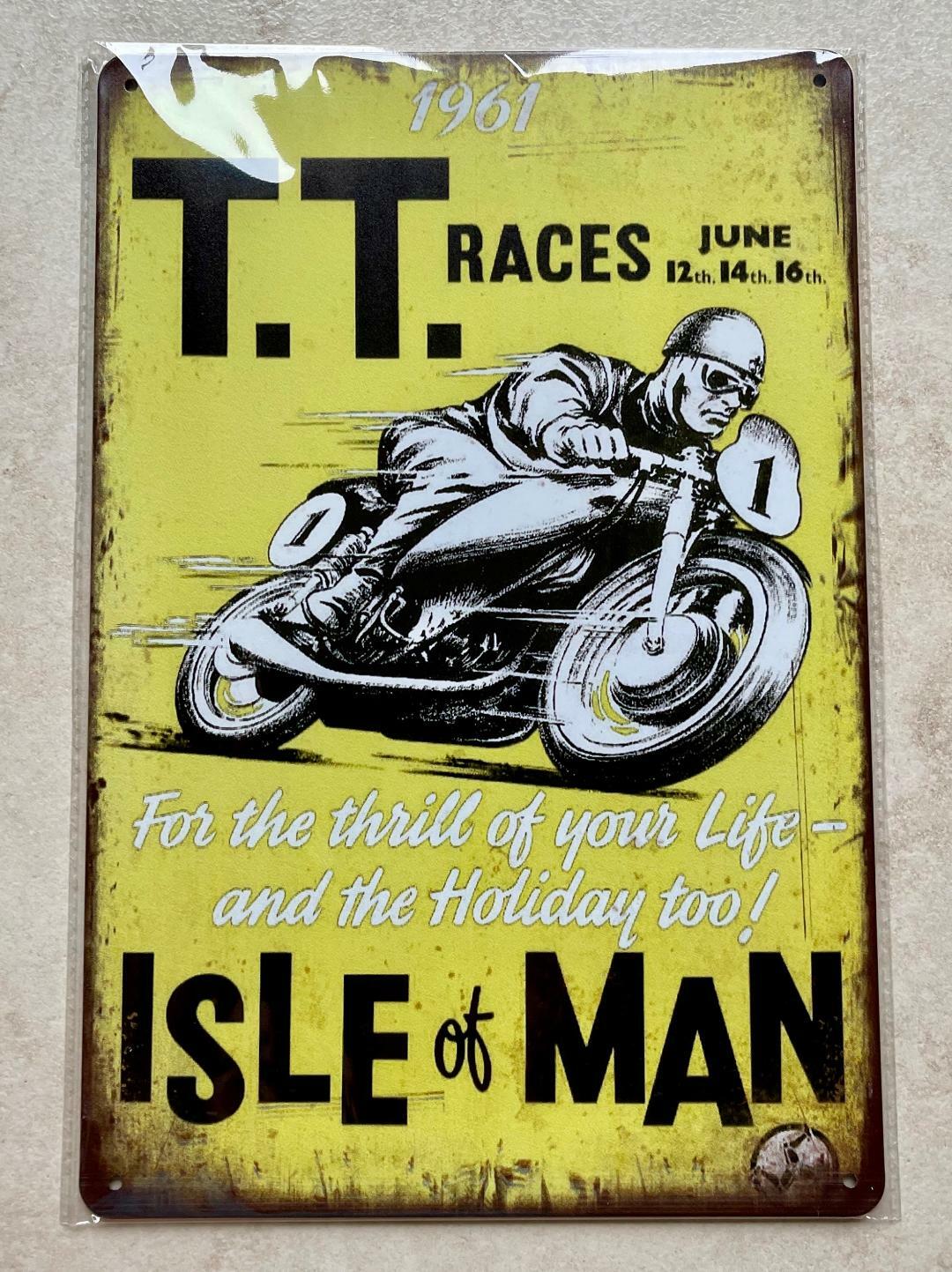 T.T RACES ISLE OF MAN 1961 METAL SIGN MAN CAVE MOTORBIKE GARAGE ...
