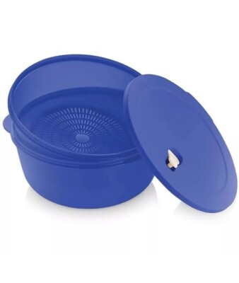 Tupperware Crystalwave 4 Quart Microwave Bowl Colander Steamer Vent Lid ...