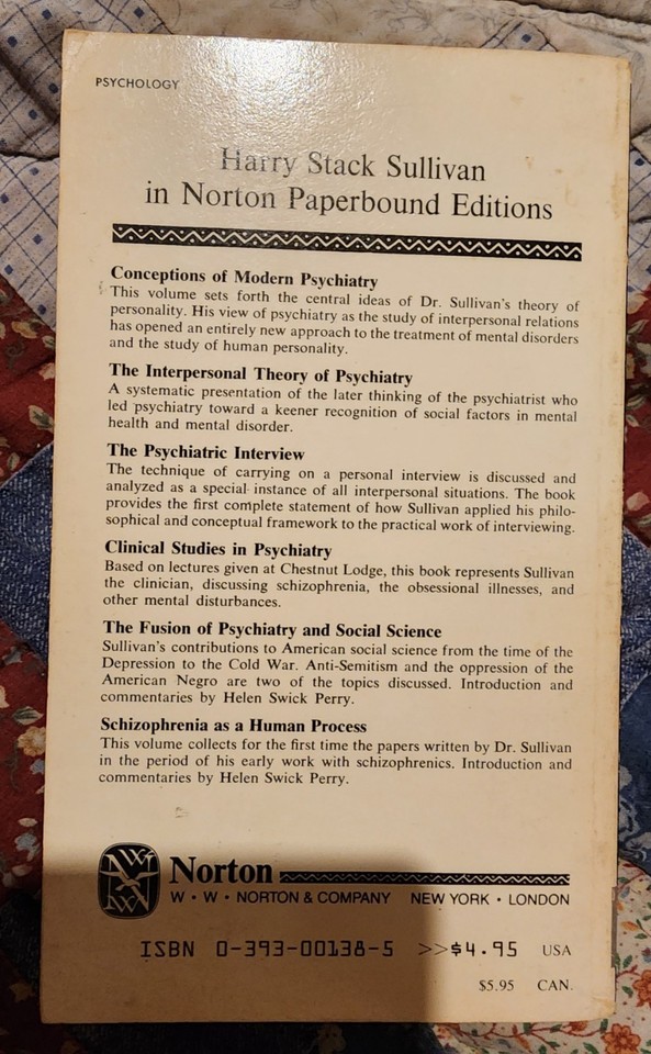 The Interpersonal Theory Of Psychiatry By Harry Stack Sullivan | eBay