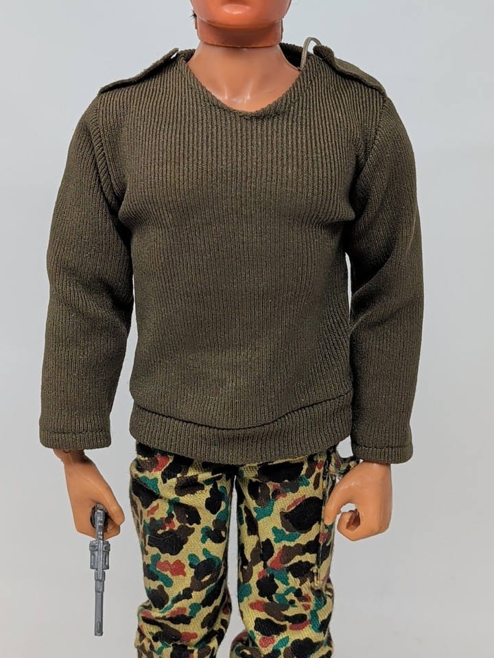 VINTAGE ACTION MAN BROWN HAIR TALKING COMMANDER FIGURE PALITOY BLUE ...