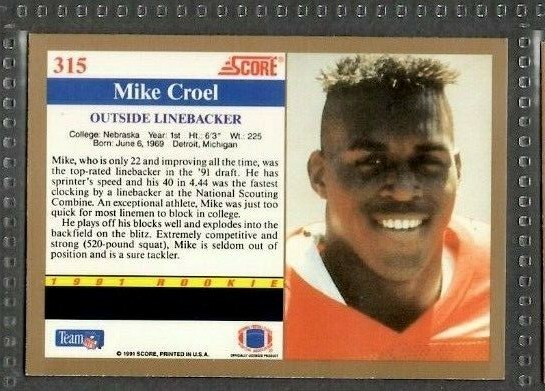 1991 Score Denver Broncos Football Card #315 Mike Croel Signed ...