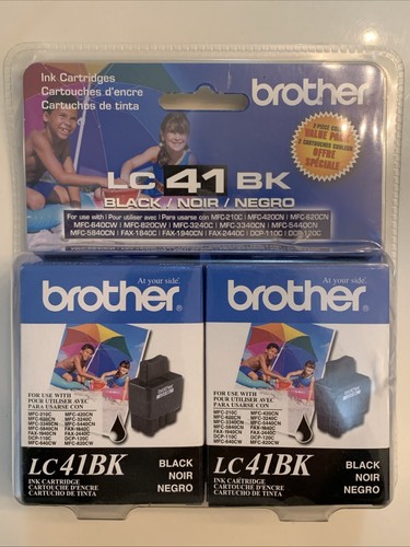 Lot of 2 Brother Black LC41BK LC41 Ink NEW Genuine Sealed Expired ...