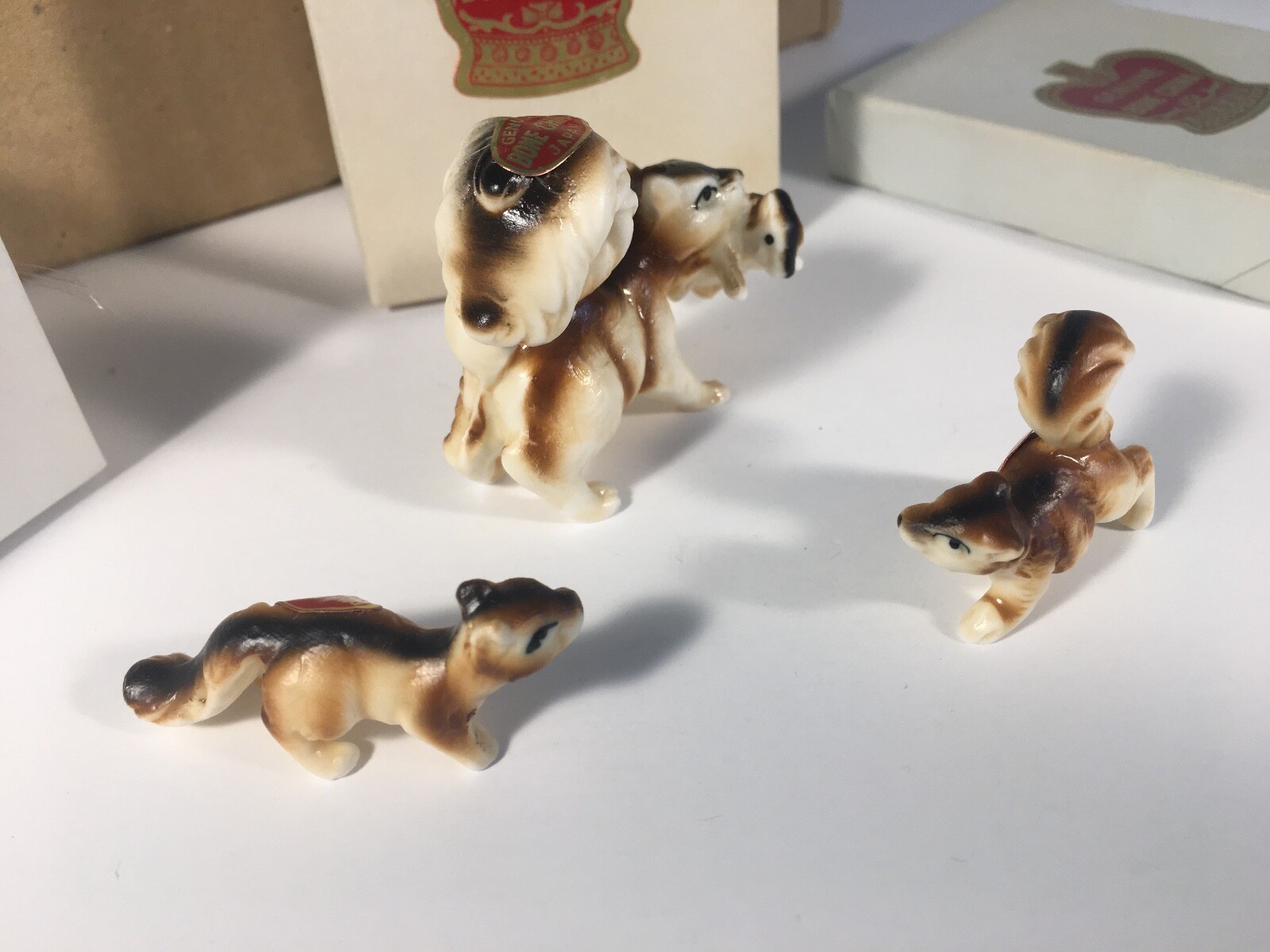 3pc Bone China Miniature Figurines Squirrel Family Set Japan | eBay
