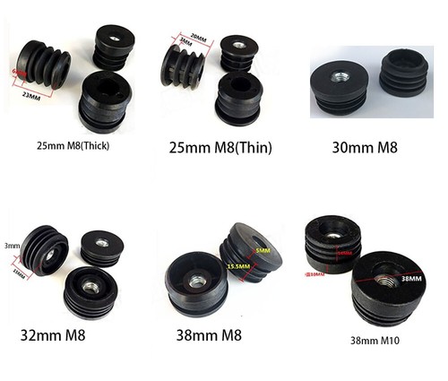 Round Plastic Blanking End Cap Pipe Tube Inserts with M8 M10 Metal ...