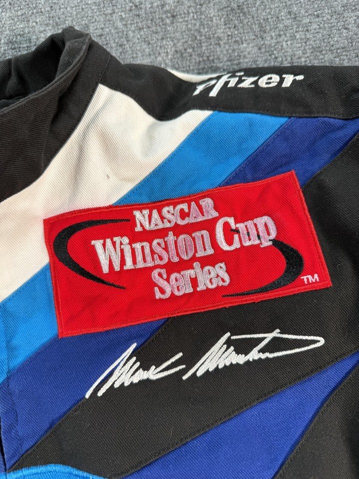 Vintage Mark Martin Pfizer Jacket Mens Large Black Blue NASCAR Chase ...