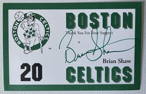 Brian Shaw Boston Celtics Signed Autographed 3.5 x 5.5 Team-Issued Logo ...