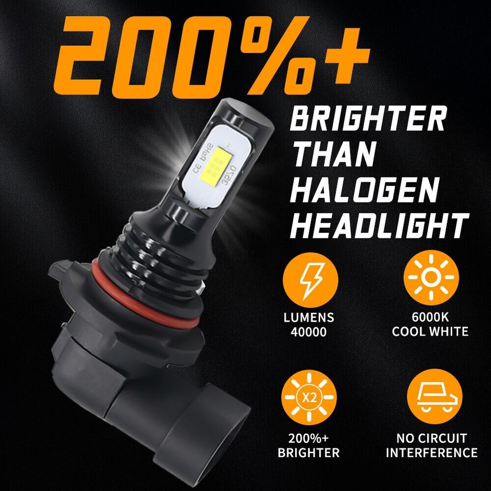 9005 9006 LED Headlights Bulbs 10000K High Low Beam Kit Combo Super ...