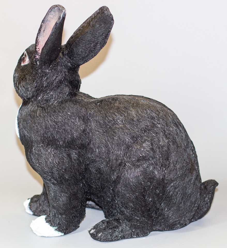 Black Rabbit Urn Memorial Statue Pet Ashes Bunny Loss Funeral Grave ...