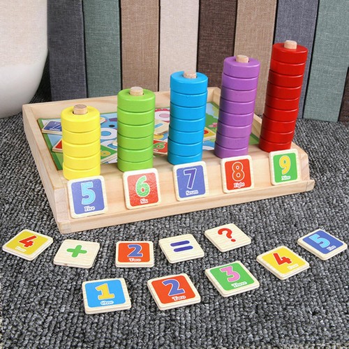 Montessori Math Manipulatives Toys Wooden Division Stacking | eBay