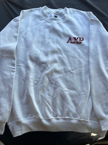 Alpha Chi Rho White Crewneck w/Embroidered Letters sz Large | eBay
