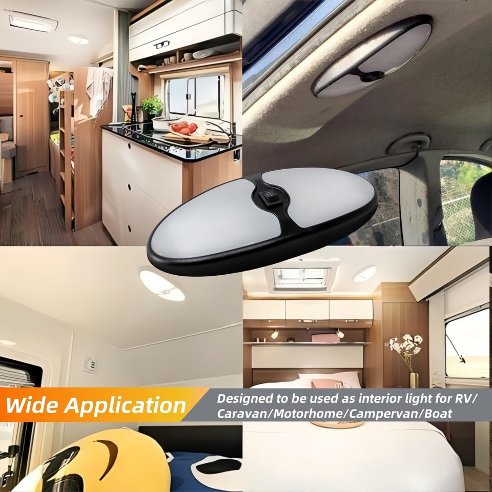 12V 9" Black Shell RV Interior LED Double Pancake Ceiling Light With ...