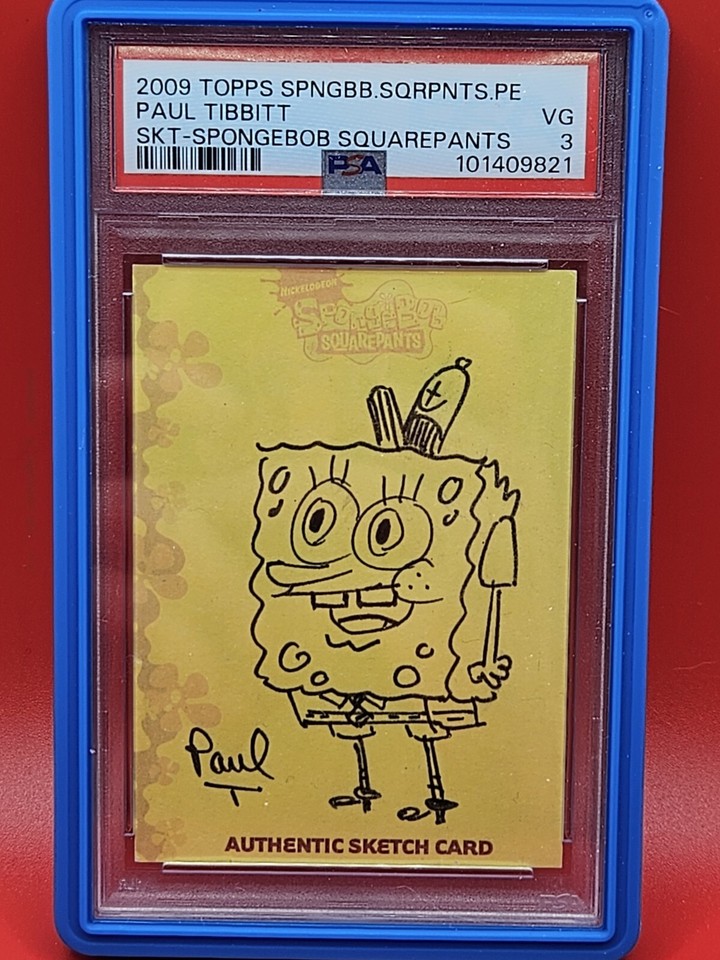2009 TOPPS SPONGEBOB SQUAREPANTS SERIES 1 SKETCH CARD by PAUL TIBBITT ...