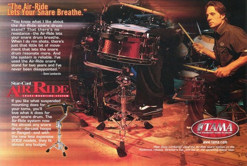 2002 Print Ad of Tama Air Ride Snare Drum Stand w Dave Lombardo Slayer ...
