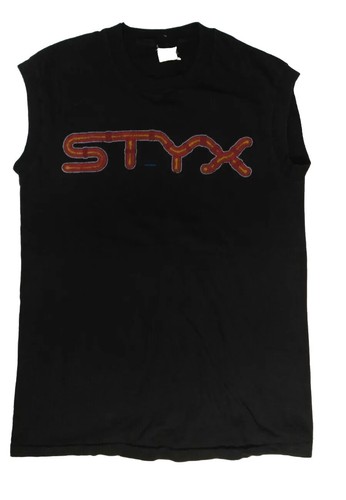 Vtg 80s STYX TOUR 1983 Sleeveless Shirt TANK TOP KILROY WAS HERE UNISEX ...