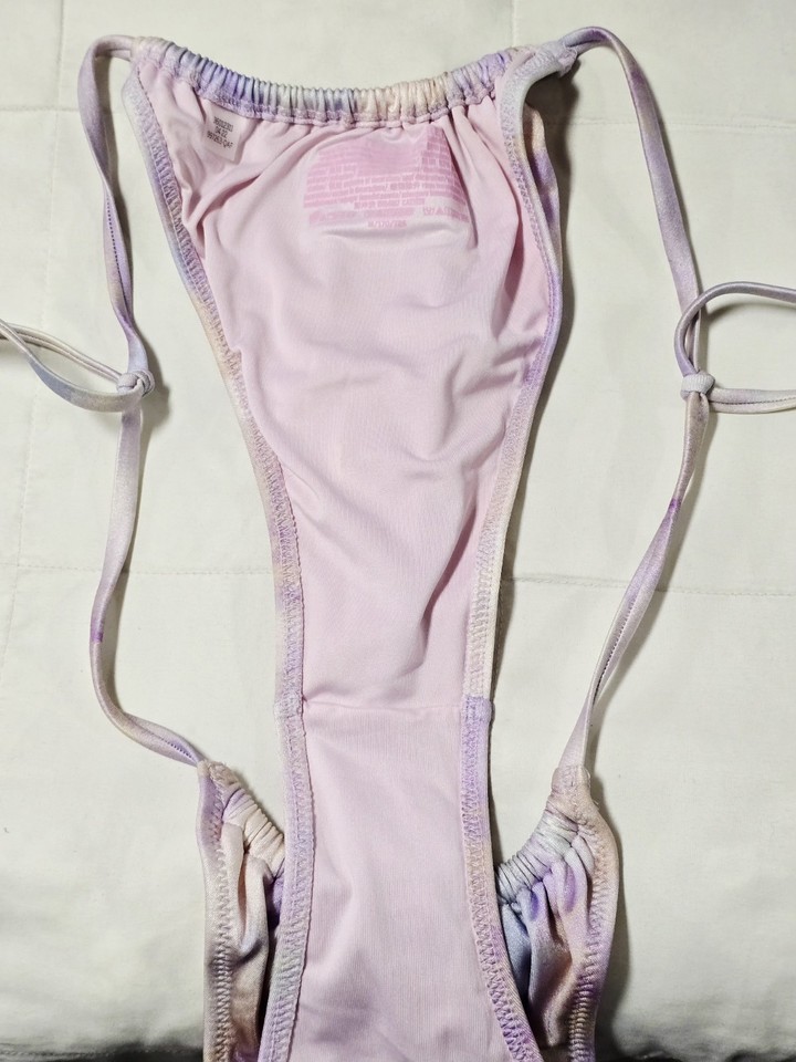 Victoria's Secret L String Thong Bikini Set Purple Tie Dye Adjustable ...