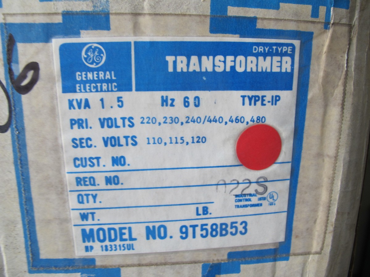 480v To 120v Control Transformer Nameplate Square D EX150T3H Low