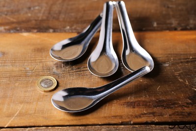 4 x Zebra Stainless Steel Metal Spoons Camping Light Chinese Style Soup ...