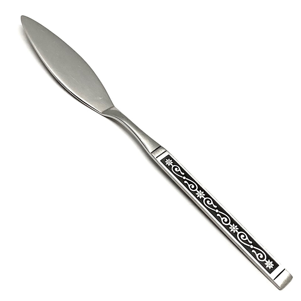 Oneida MIDNIGHT Stainless S.S.S. Black Accent Floral Silverware ...