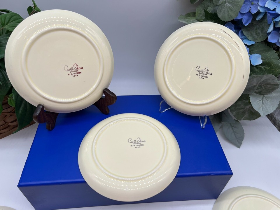 6 W. S. George Cavitt-Shaw China Cherokee Blue 1940s Salad Plates 7 1/4 ...