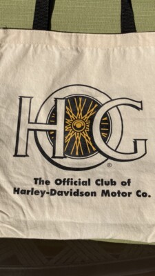 Vintage HOG HARLEY DAVIDSON Motor Co Canvas Tote Bag-plus 2Extra Metal ...