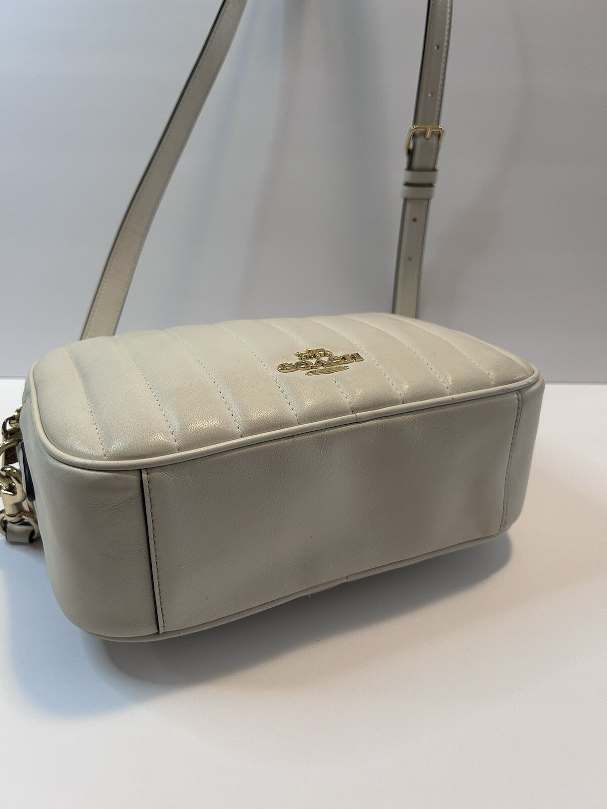 Coach Jes Crossbody Bag With Linear Puffy Quilting Leather Gold & Chalk ...
