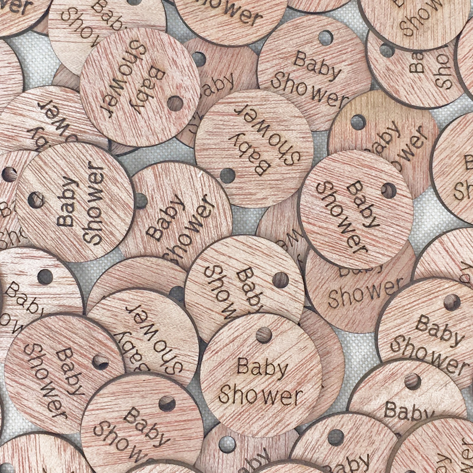 25mm Baby Shower Round Tags Wooden Shabby Chic Craft Scrapbook Vintage ...