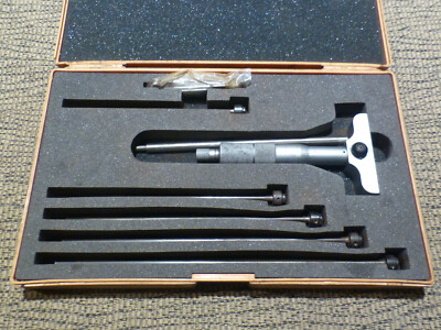 Mitutoyo 129-128 DMC 2.5-6 Inch Depth Micrometer Set 5 Rods PLUS a 6 ...