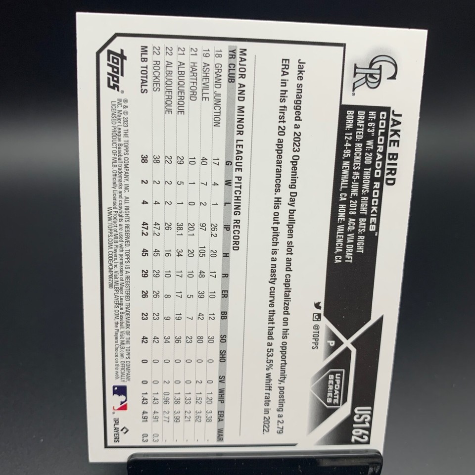 2023 Topps Update Baseball #162 Jake Bird RC Colorado Rockies | eBay