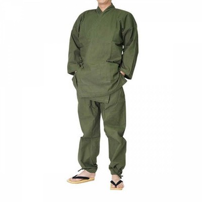 Japanese Men's All Season Work Wear Samue Kimono Low-keyed Green Japan ...