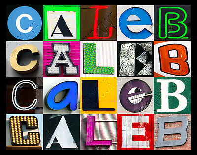 CALEB Name Poster featuring photos of actual sign letters | eBay