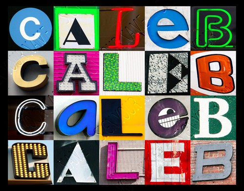 CALEB Name Poster featuring photos of actual sign letters | eBay