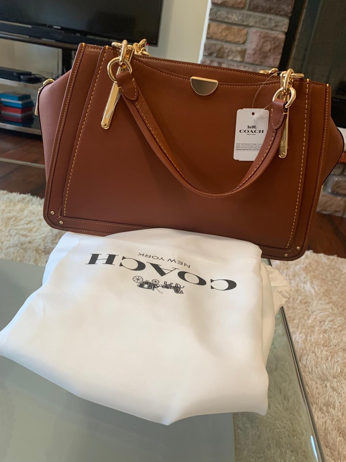 Coach 35617 Border Rivets Mixed Leather Dreamer Satchel Oxblood for ...