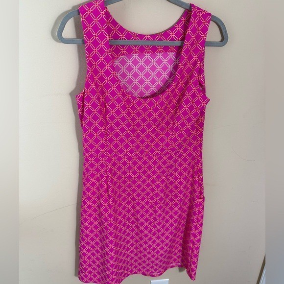 Jude Connally Pink & Orange Octagon Pattern Midi Pocket Dress Beth size ...