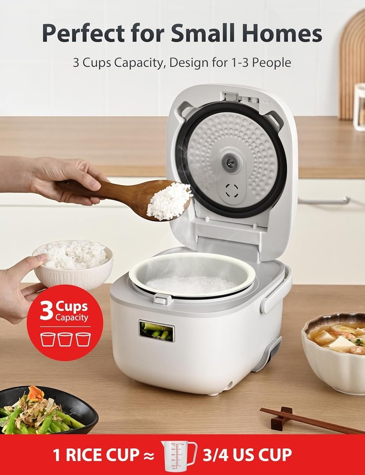 Toshiba Mini Rice Cooker,3 Cups Uncooked Small Rice Cooker,Steamer ...