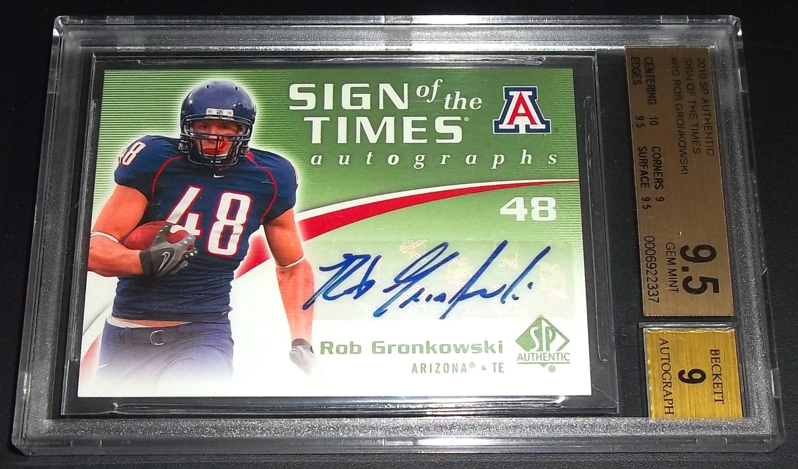 Tampa Bay Bucs BGS 9.5 Rob Gronkowski Auto Rc 2010 SP Rookie Signed 9 ...
