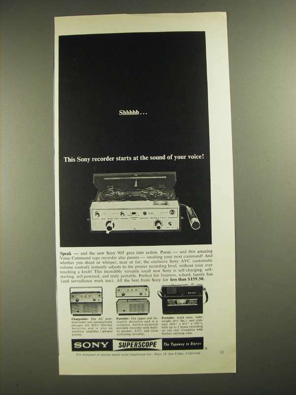 1965 Sony Superscope 905 Recorder Ad - Shhhhh | eBay