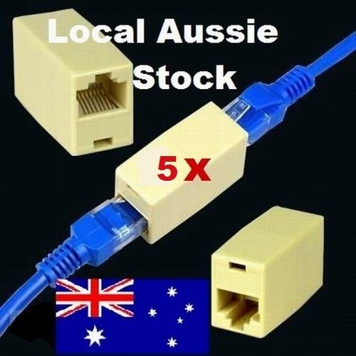 5x RJ45 Coupler Joiner Ethernet Network Cable Extension Connector NBN ...