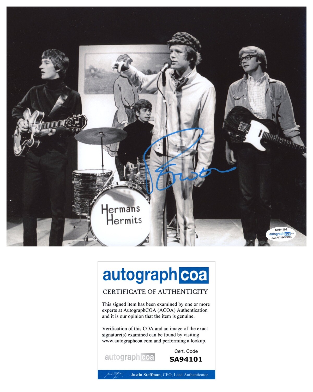 PETER NOONE HERMAN HERMITS SIGNED AUTOGRAPH 8x10 PHOTO PICTURE ACOA COA ...