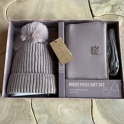 Steve Madden 2 Piece Gift Set Chunky Knit Hat And Crossbody Purse Lilac ...