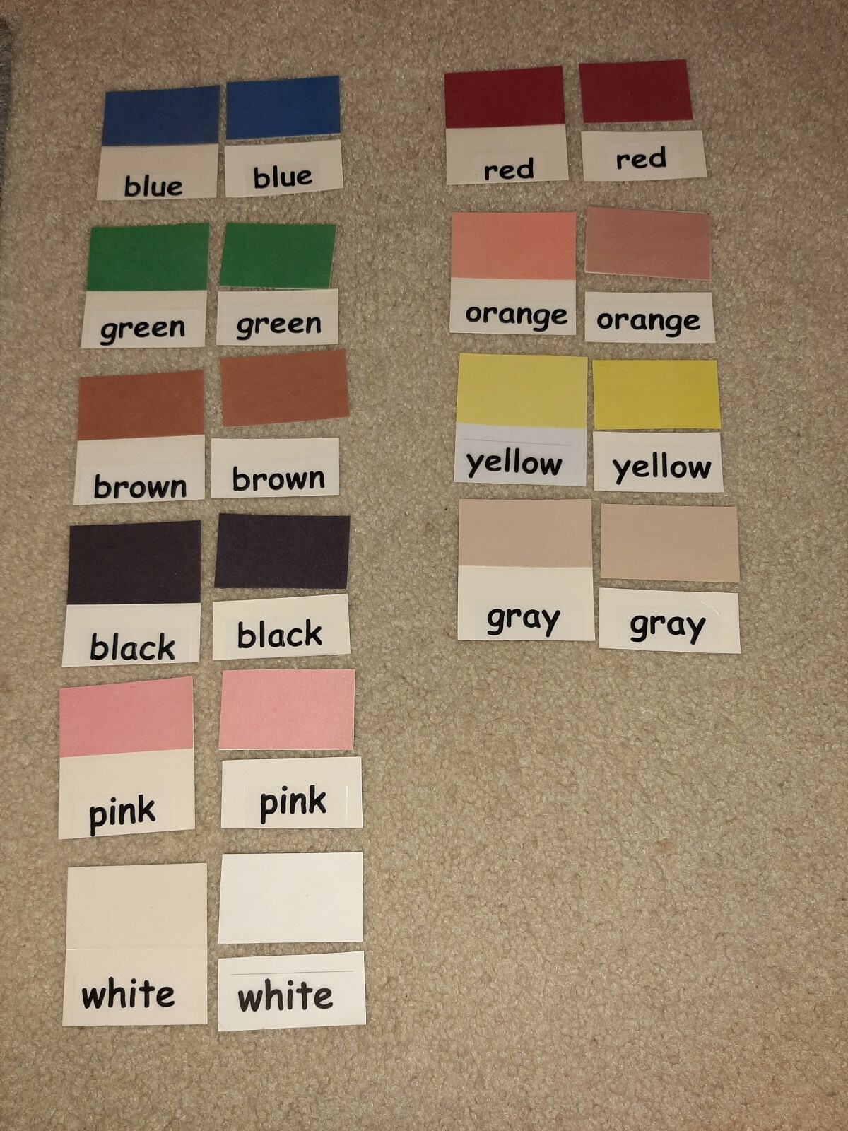 Montessori Homeschool COLORS 3 part Cards Match color Language | eBay