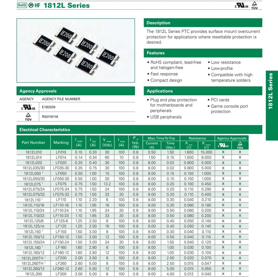 50PCS 1812L200 2A 8V SMD Resettable Fuse PPTC 1812 4.5mm×3.2mm | eBay