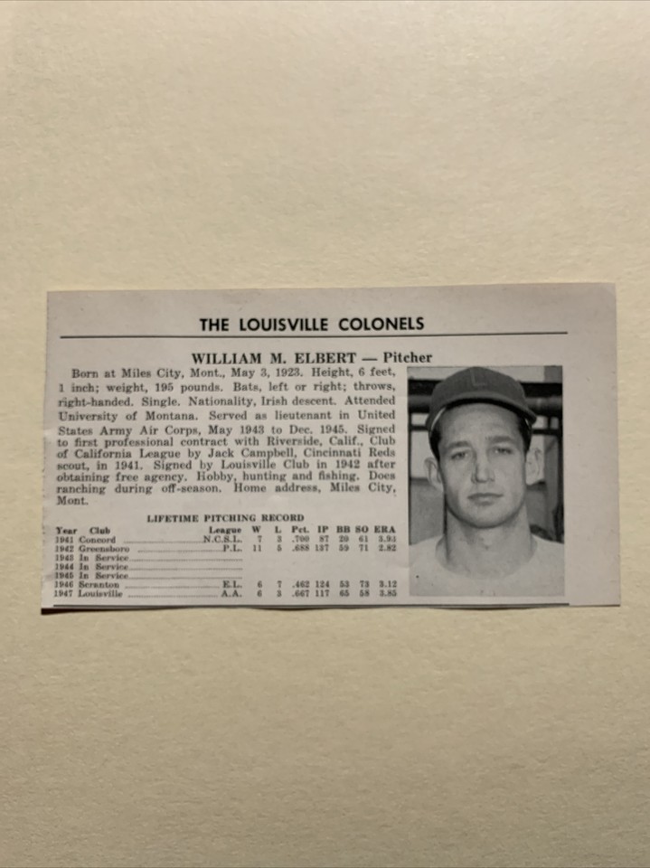 Fred Hatfield Bill Elbert Louisville Colonels 1948 AA Minor Lg ...