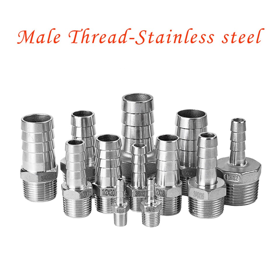 BSP Brass Male/Female Thread Fitting&Stainless Steel Barb Hose Tail End ...